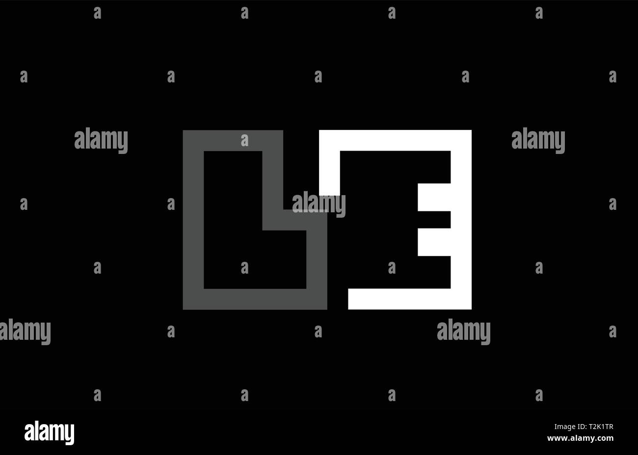 white black grey alphabet letter logo combination le l e design ...