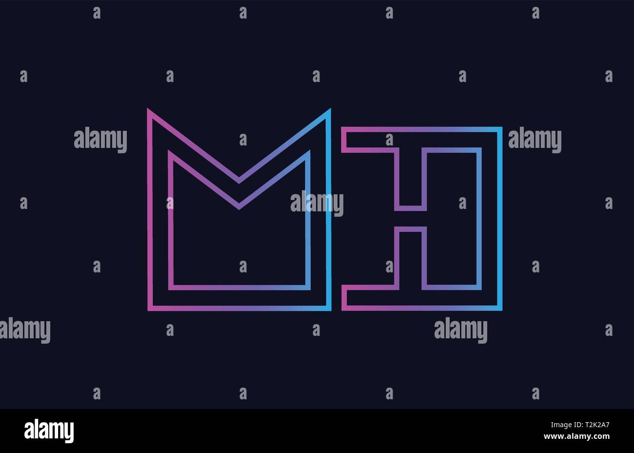 blue pink alphabet letter logo combination mh m h design suitable for a ...