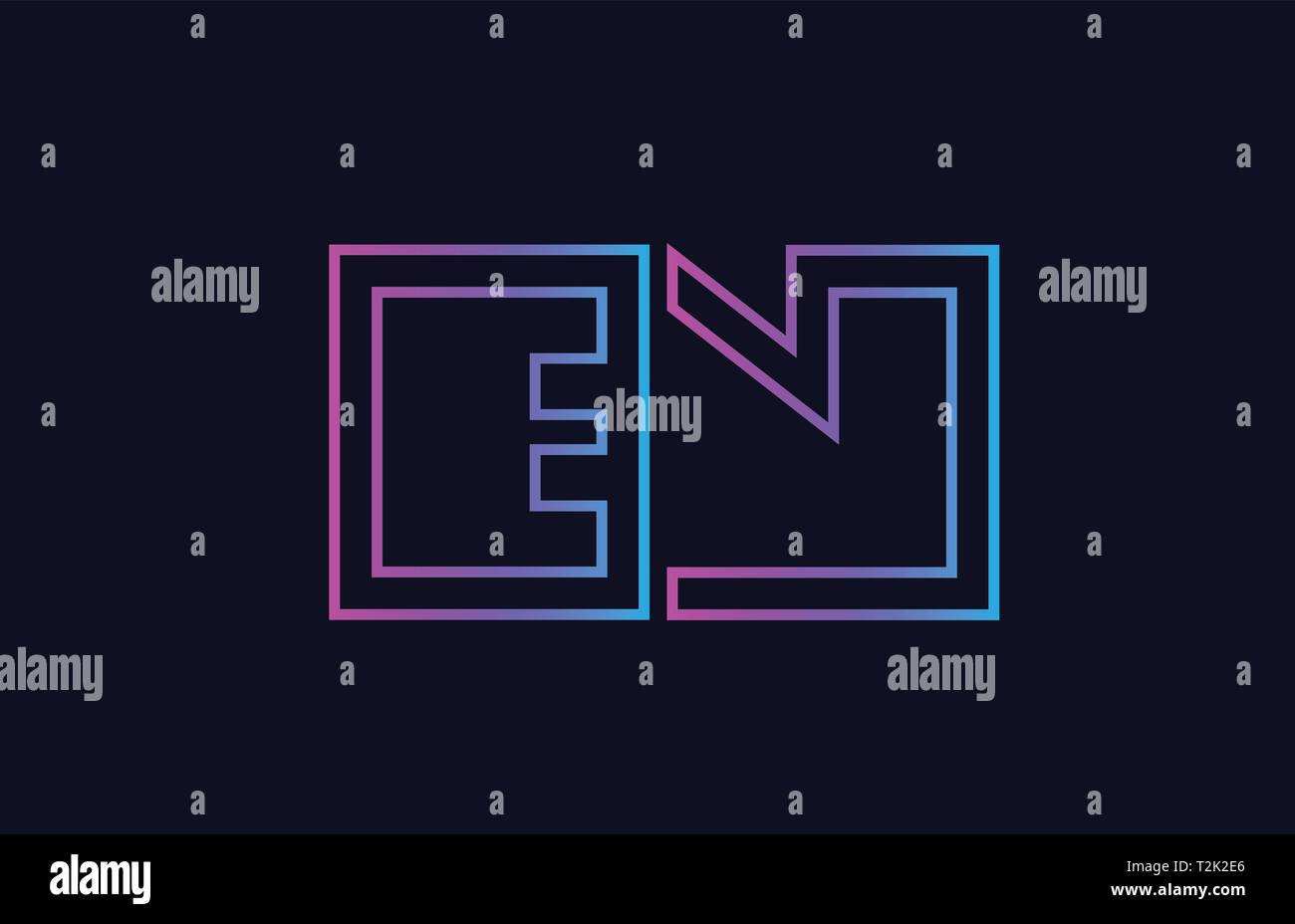 blue pink alphabet letter logo combination en e n design suitable for a ...