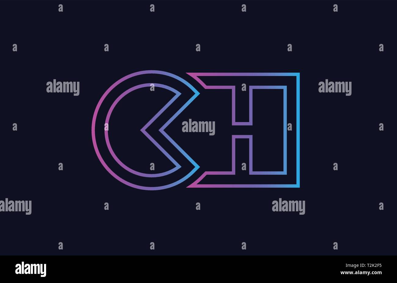 blue pink alphabet letter logo combination ch c h design suitable for a ...