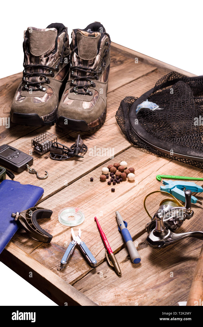 Carp bait. Carp fishing. Tools and clothing fisherman. Vertical frame ...