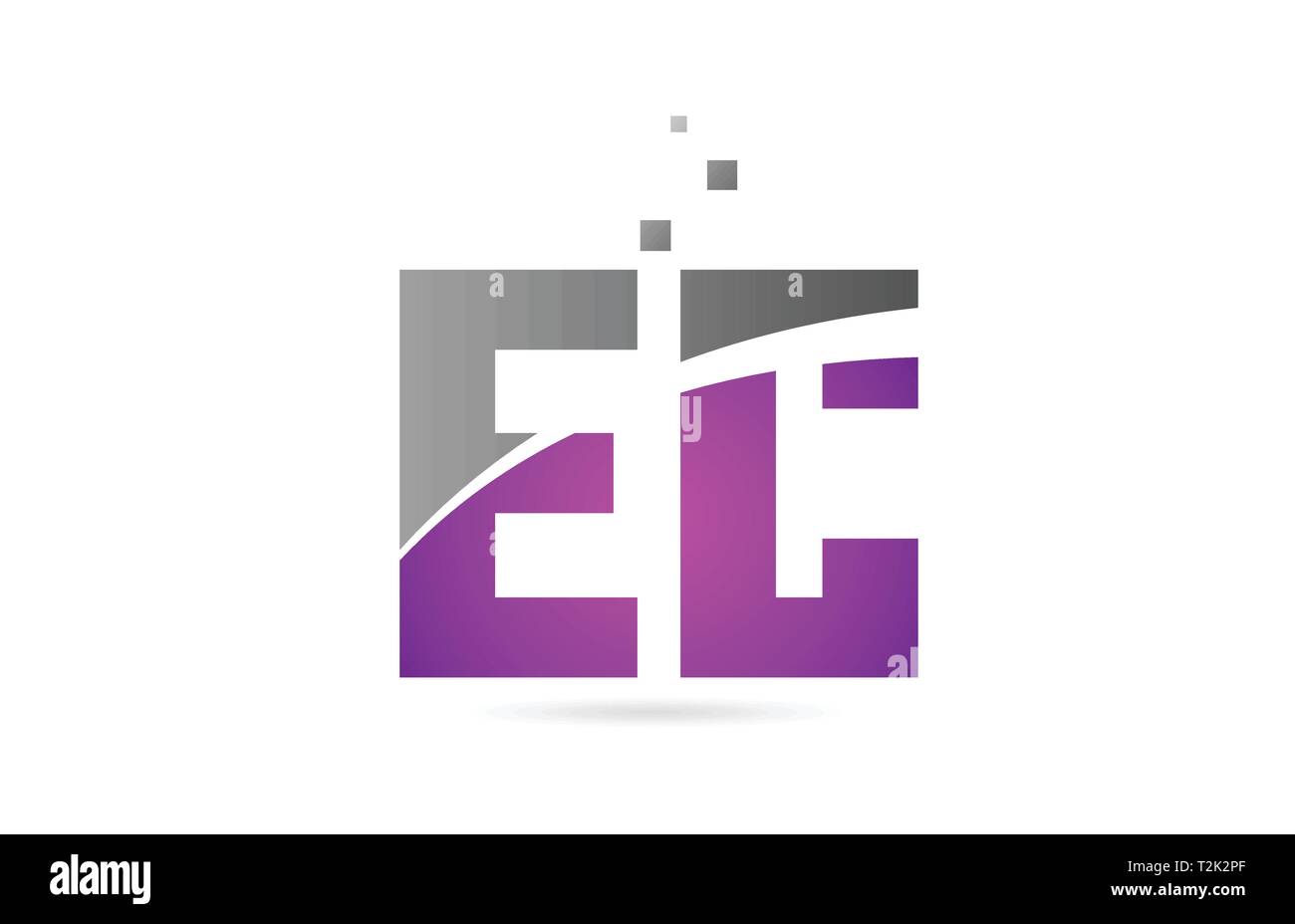 pink grey alphabet letter EC E C logo combination design suitable for a ...