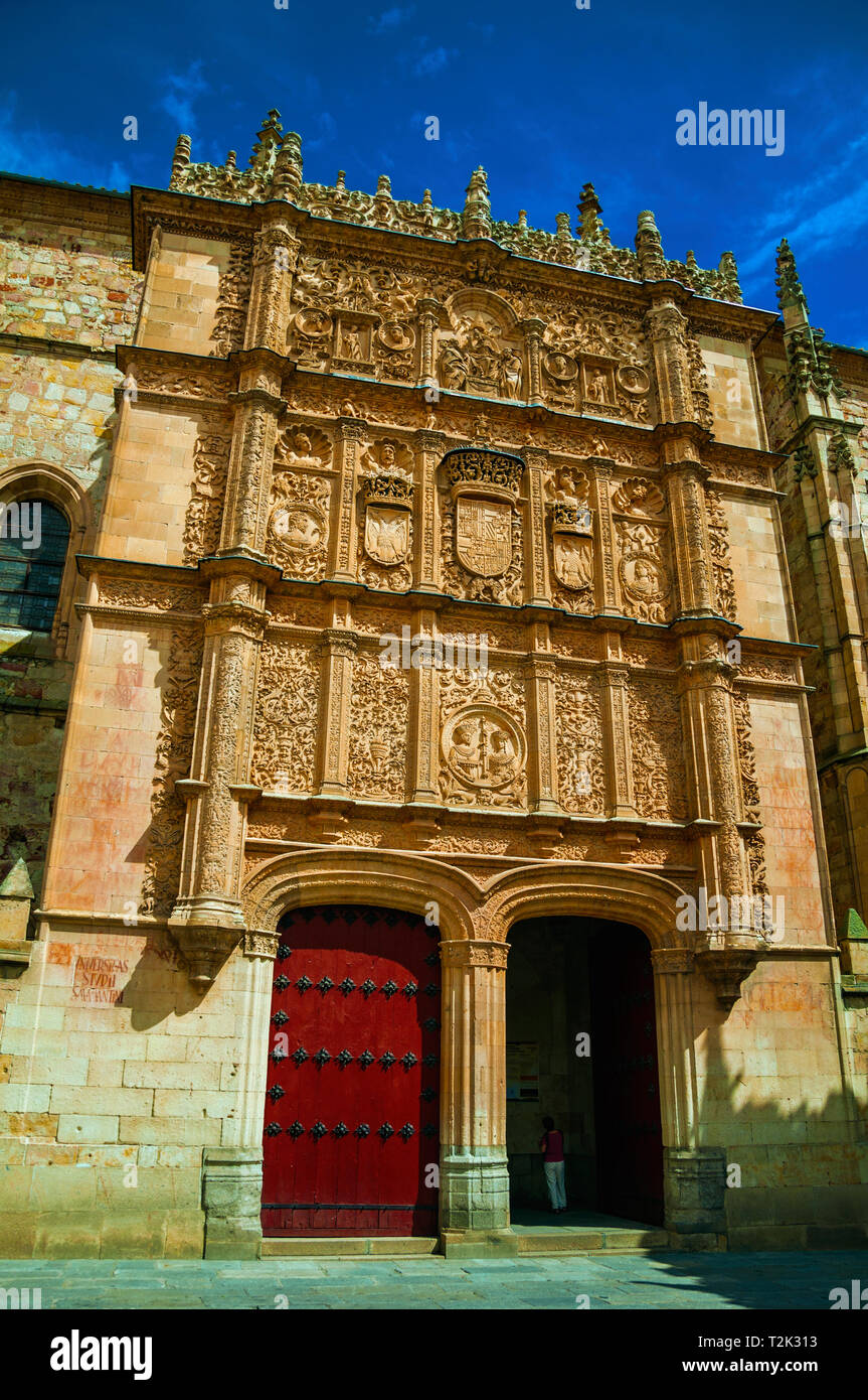 Gateway of the Salamanca University in plateresque style at Salamanca ...