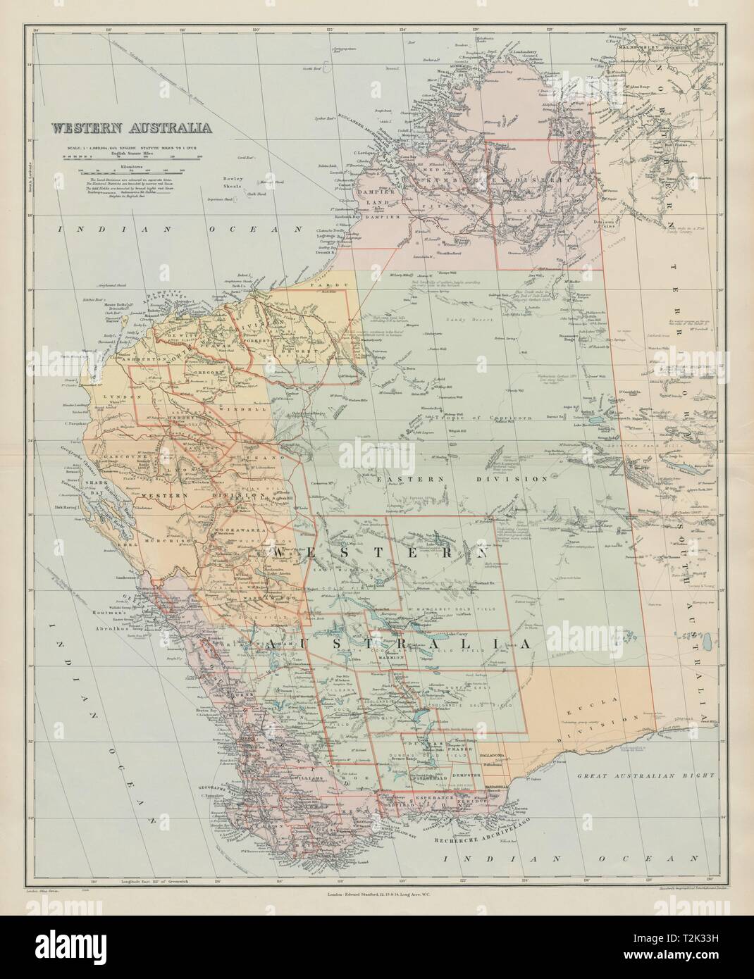 Western Australia. Explorers' routes. Landscape observations. STANFORD ...