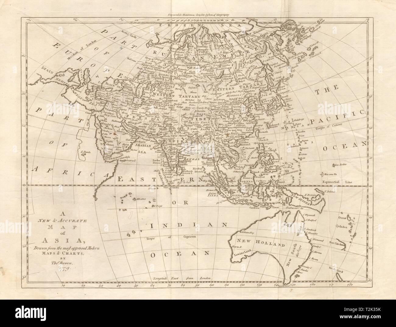 "A new & accurate map of Asia" by T. Bowen. Lost Philippine San Juan ...