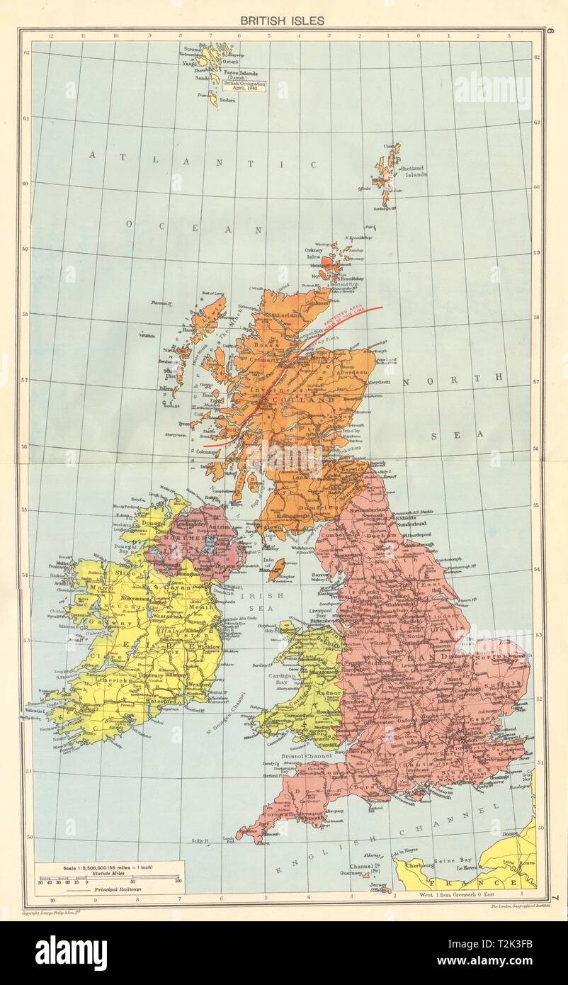 WORLD WAR 2 British Isles. Occupied Faroe isles Scotland protected area ...