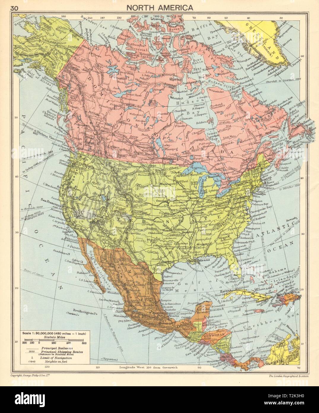North America in 1942. Second World War. US Canada Mexico 1942 old ...