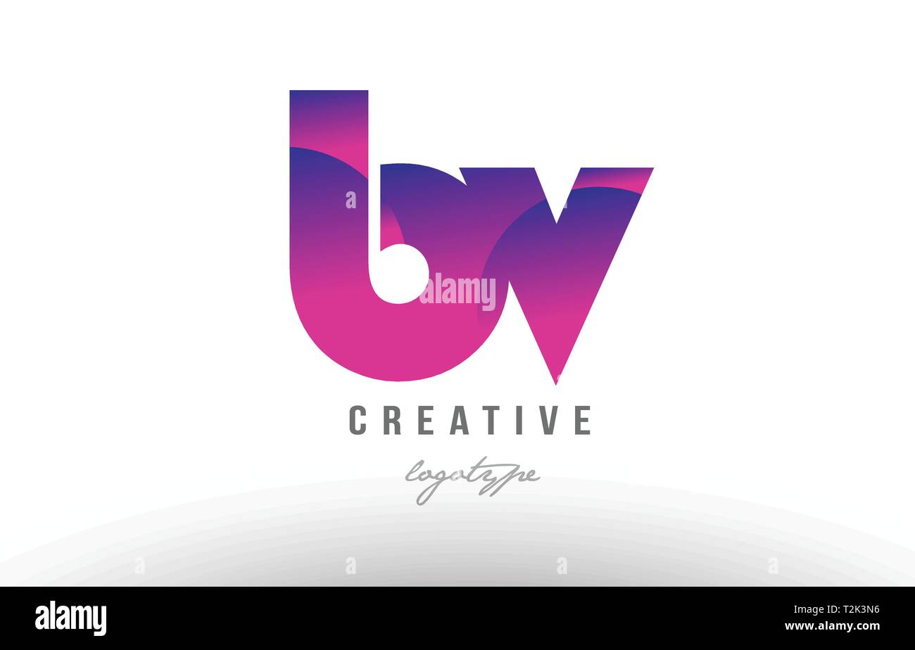 Design of alphabet letter logo combination bv b v with pink gradient ...
