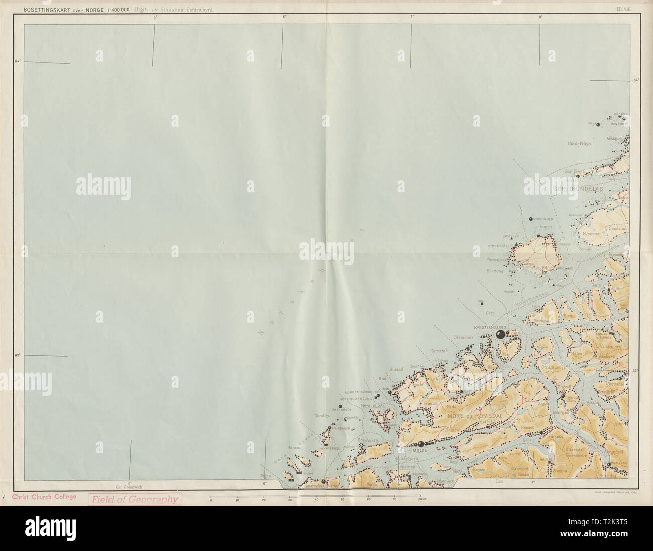 Norway Norge settlements. Kristiansund. Vestlandet More/Romsdal 48x62cm ...