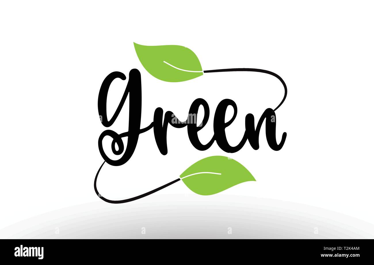 Green word or text with green leaf on white background suitable for ...