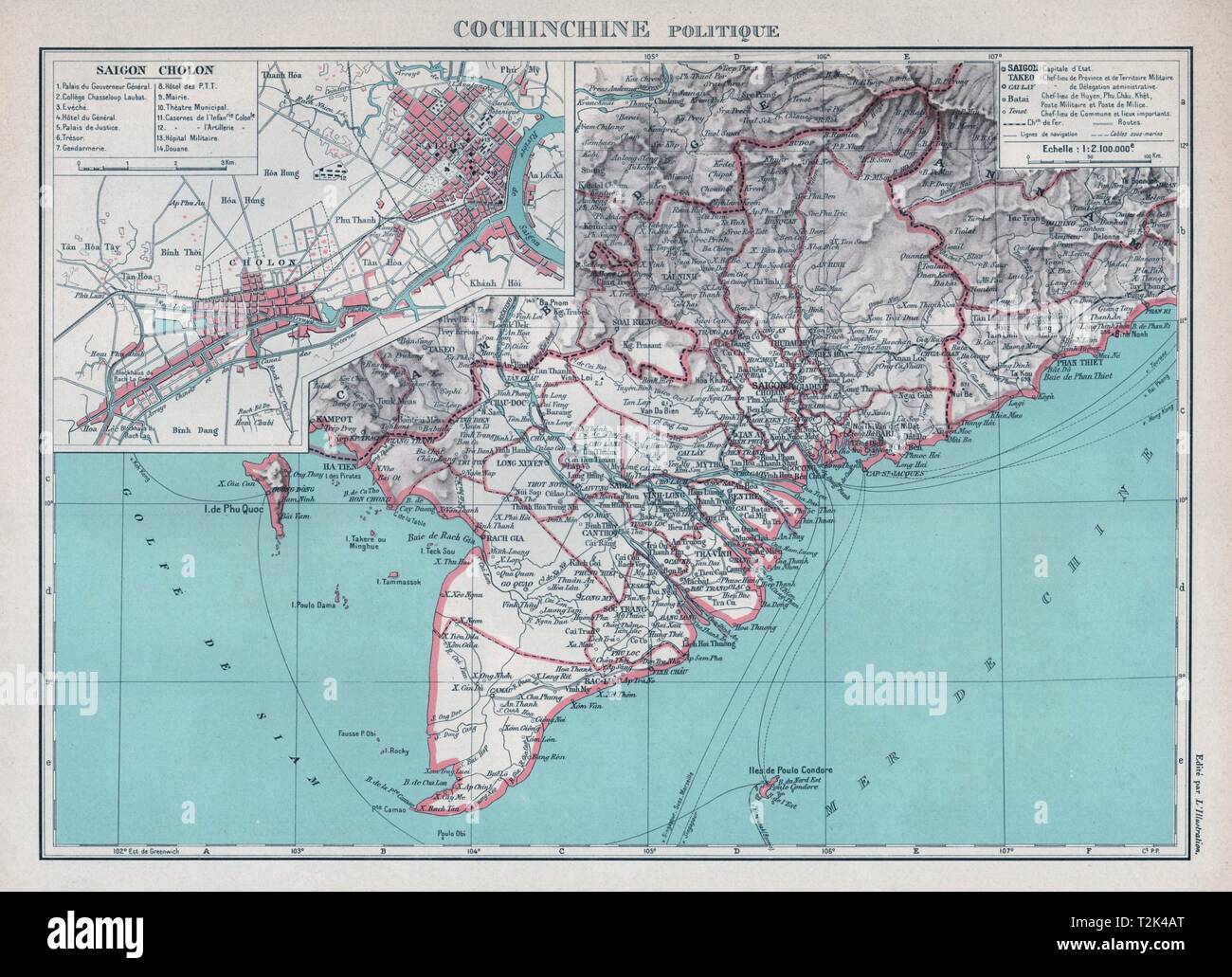 COCHINCHINA Cochinchine Indochina Vietnam. Saigon/Ho Chi Minh city plan ...