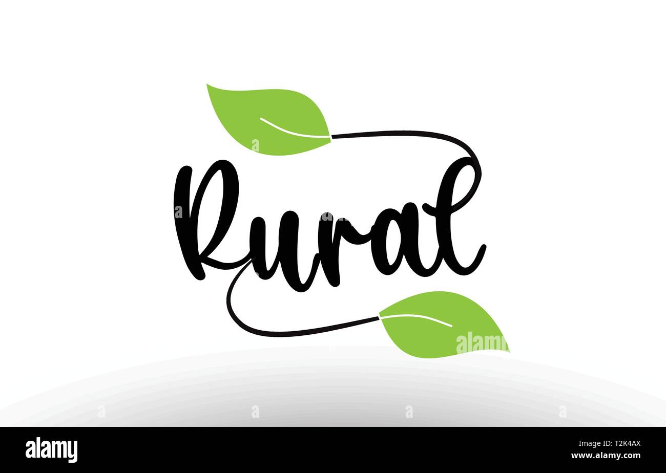 Rural word or text with green leaf on white background suitable for ...