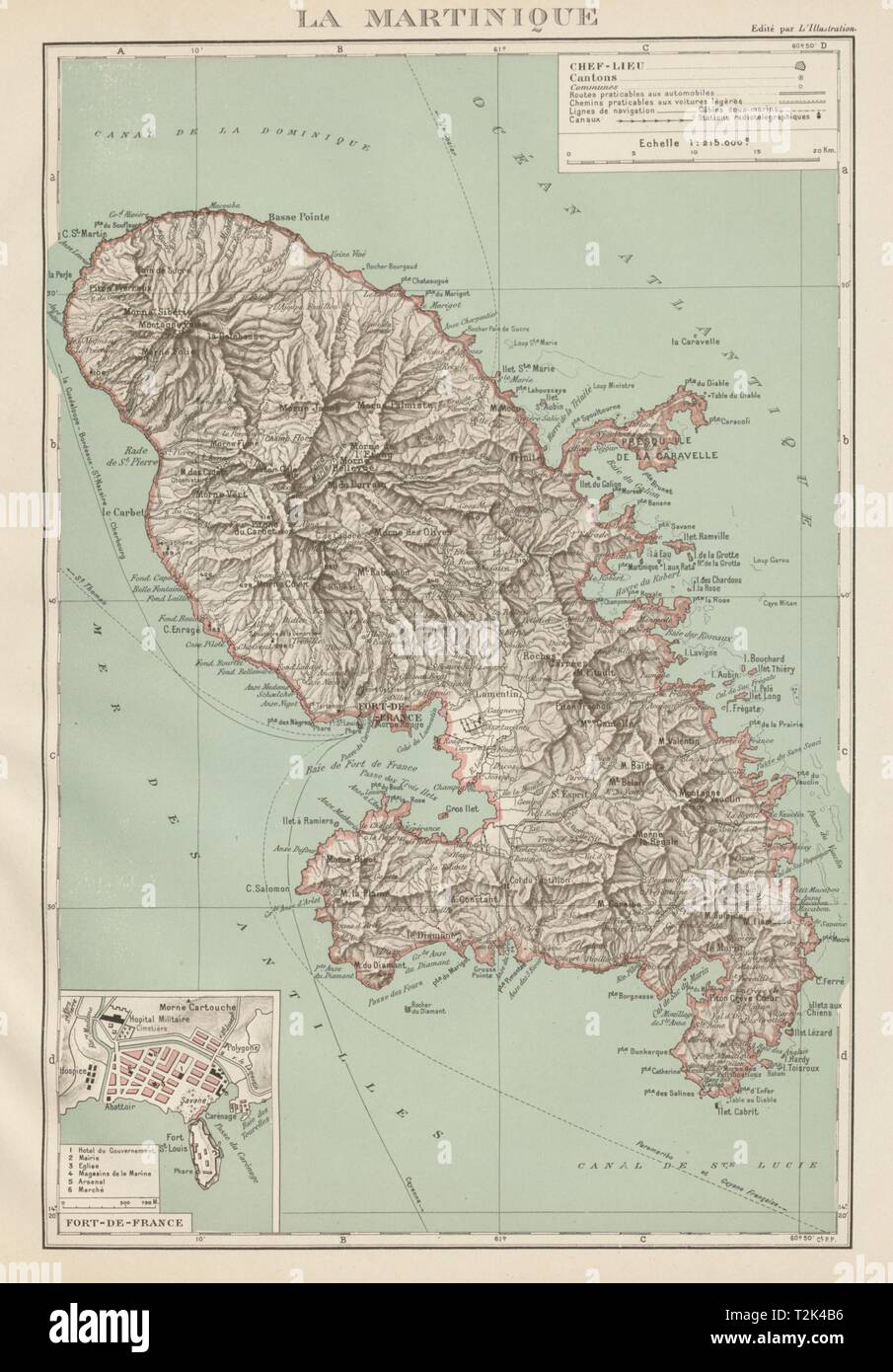 MARTINIQUE. Fort-de-France plan. Antilles françaises French West Indies ...