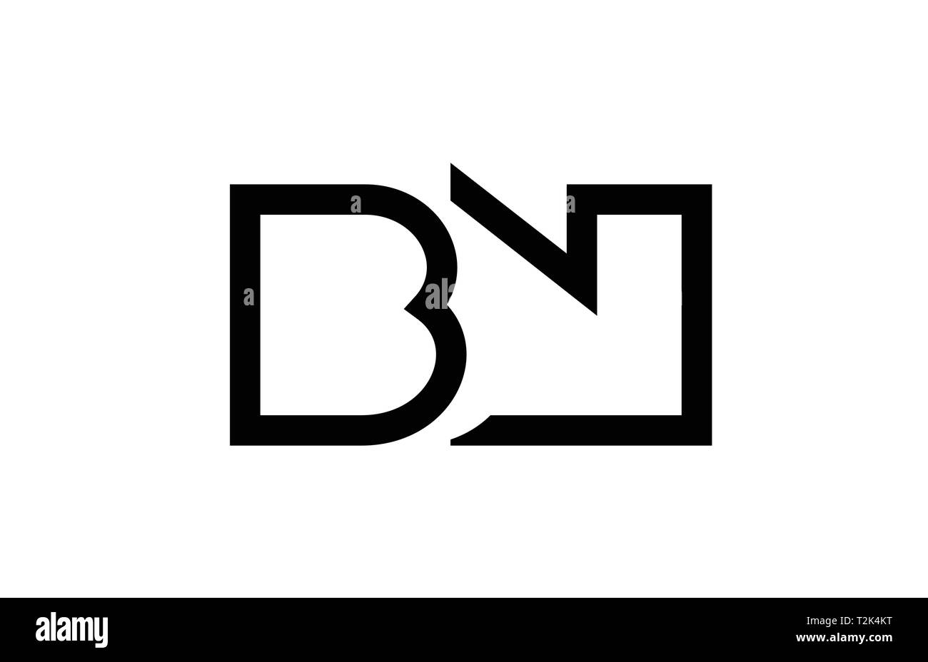 black and white alphabet letter logo combination bn b n design suitable ...
