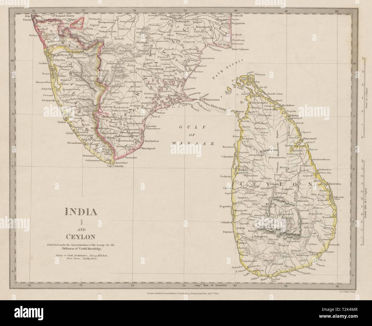 SOUTH INDIA & CEYLON (SRI LANKA). Carnatic Travancore Kochi. SDUK 1844 ...