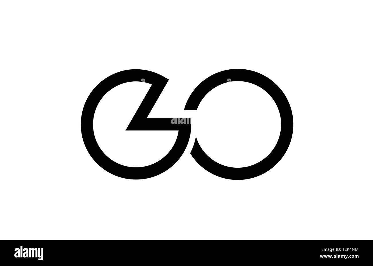 black and white alphabet letter logo combination go g o design suitable ...