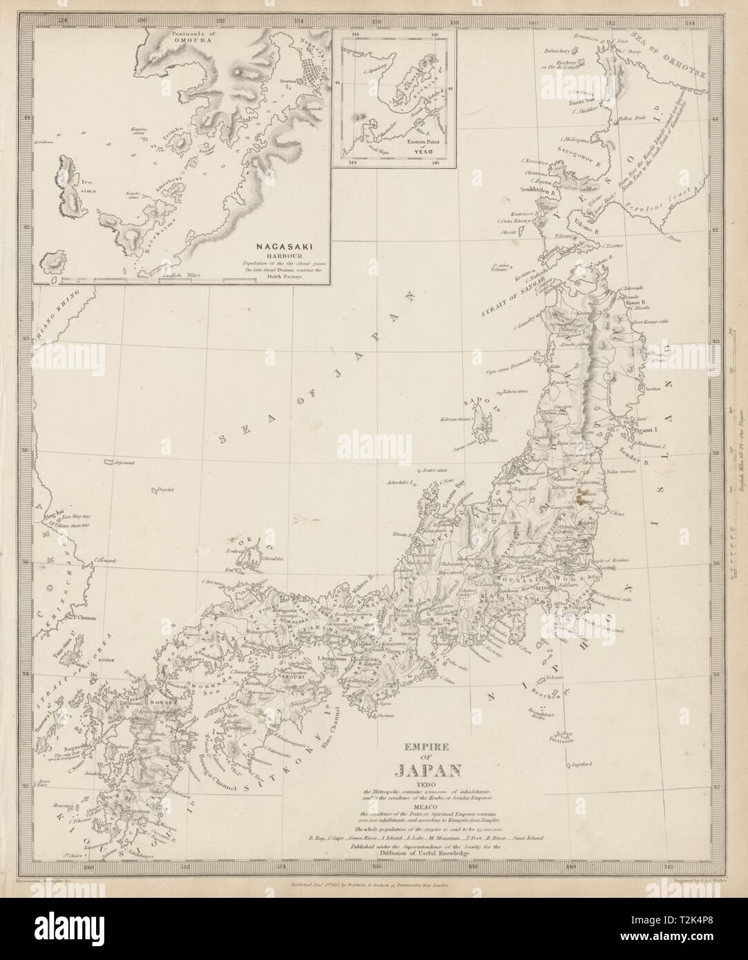 EMPIRE OF JAPAN. Nagasaki Harbour. Yeso. Niphon Nippon. SDUK 1844 old ...