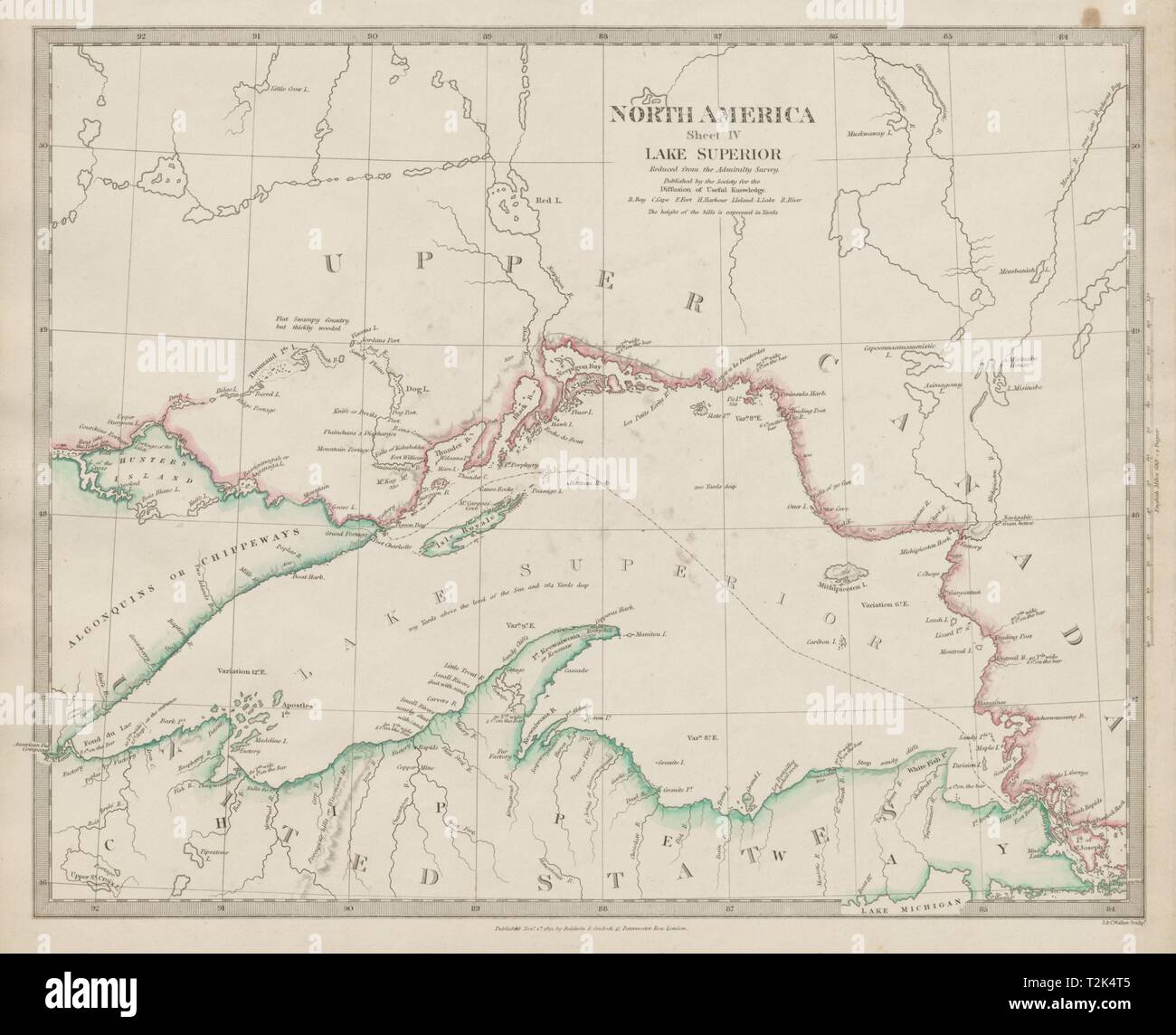 LAKE SUPERIOR.Canada USA Ontario Chippewa Michigan.Indian tribes SDUK ...