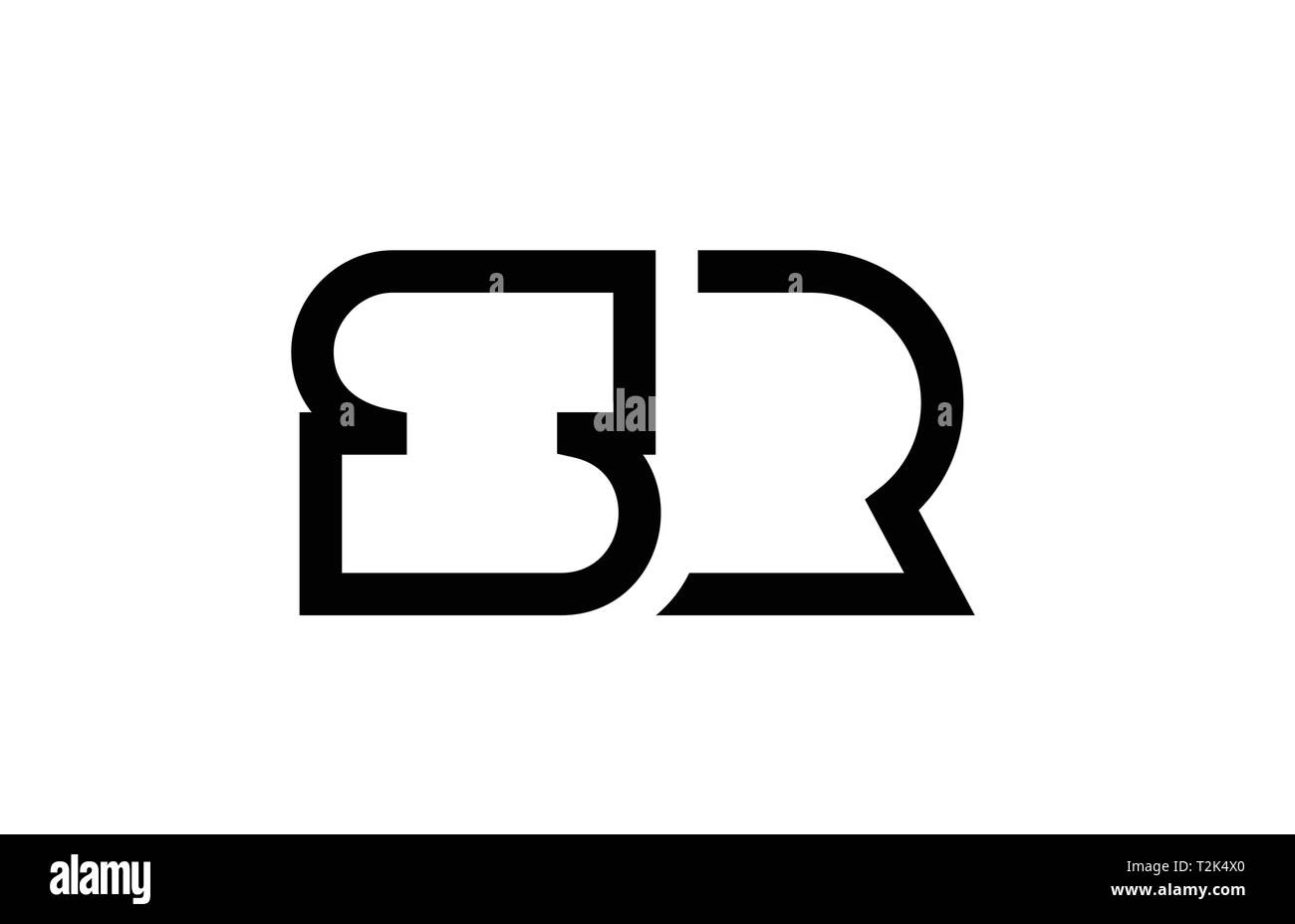 black and white alphabet letter logo combination sr s r design suitable ...
