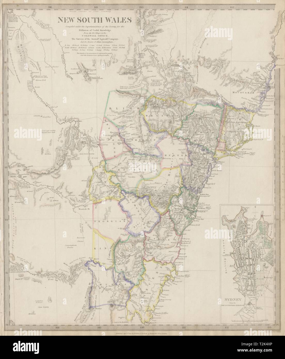 NEW SOUTH WALES based on Cunningham routes. Inset Sydney plan. SDUK ...