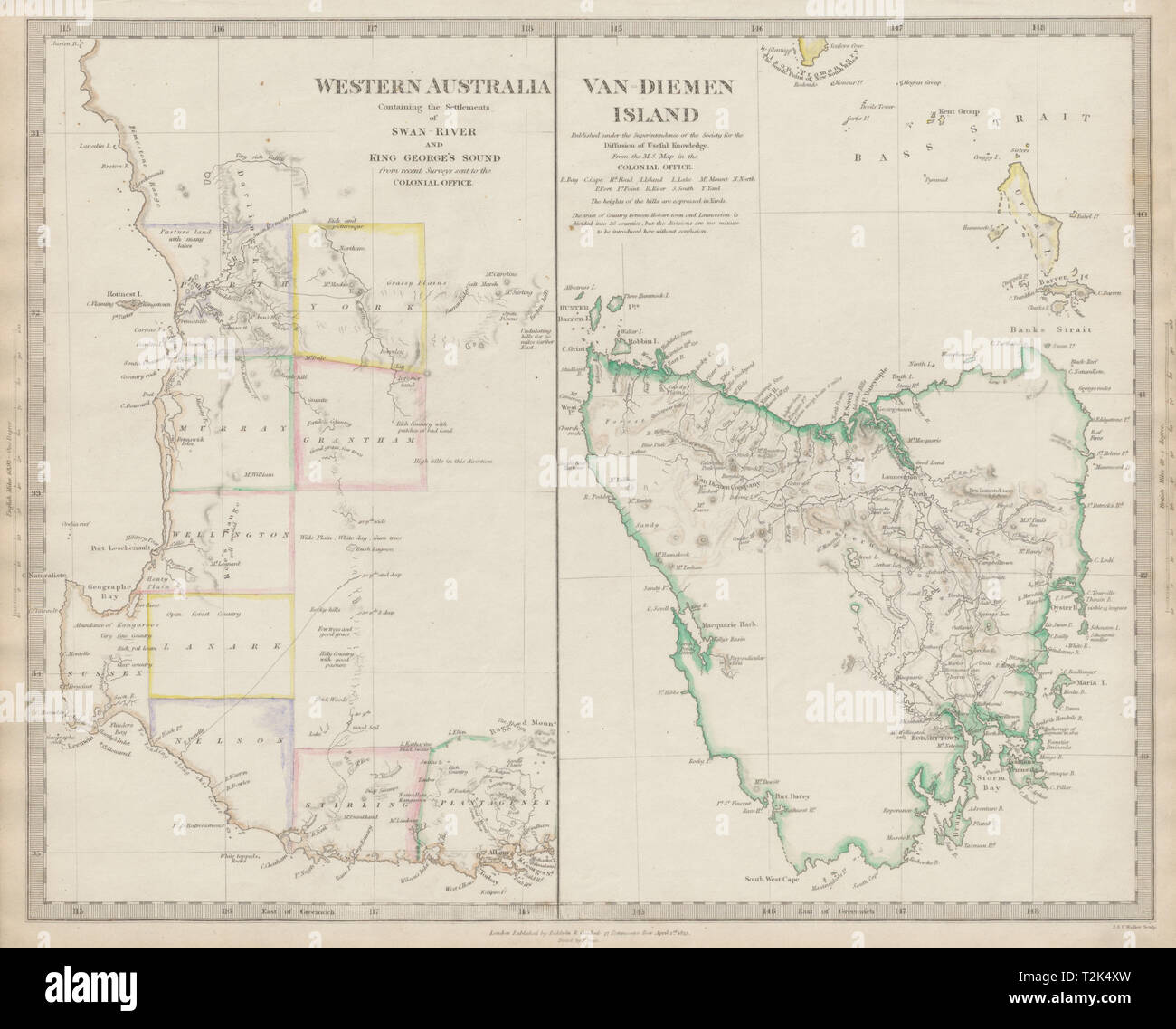19th century van diemens land map hi-res stock photography and images ...