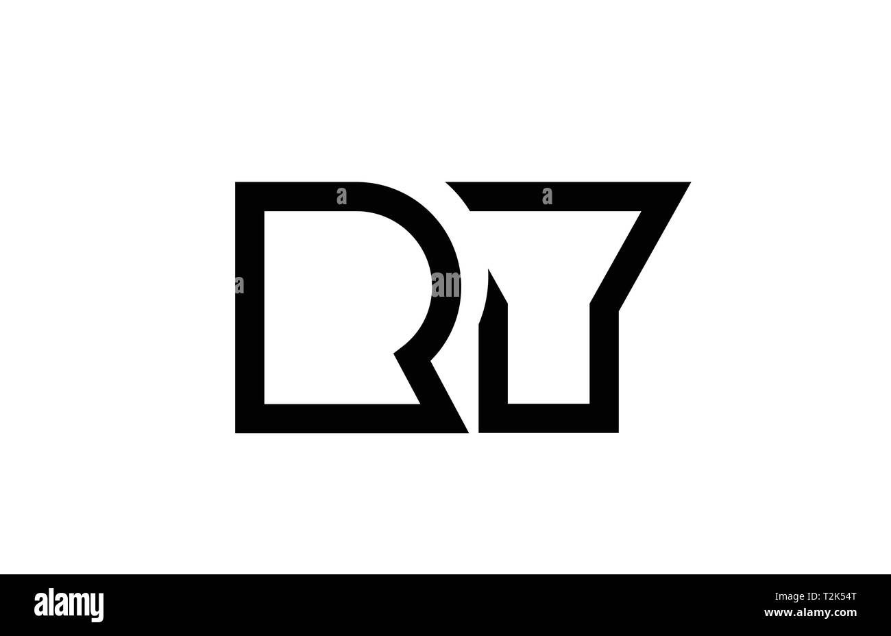 black and white alphabet letter logo combination ry r y design suitable ...
