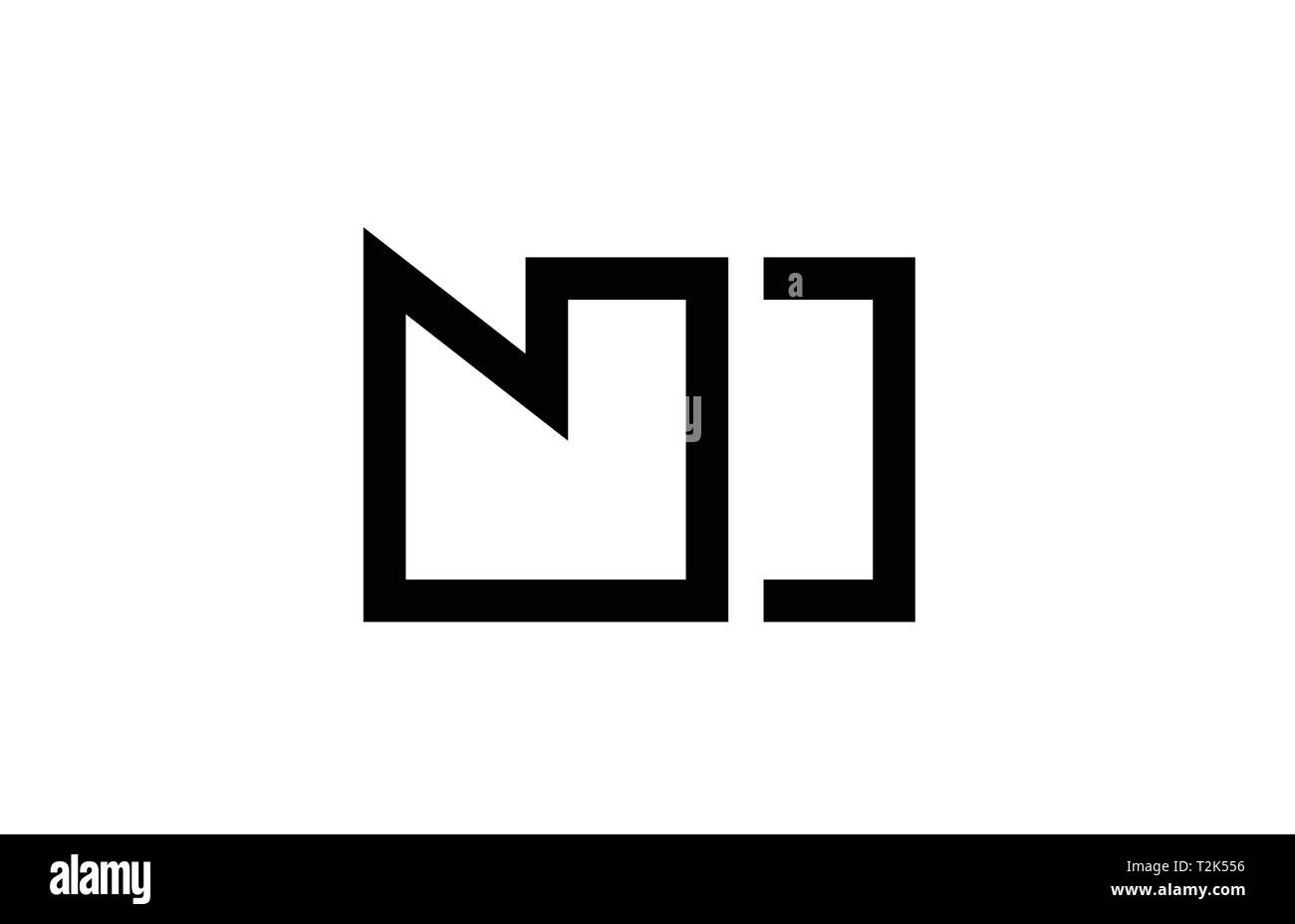 black and white alphabet letter logo combination ni n i design suitable ...