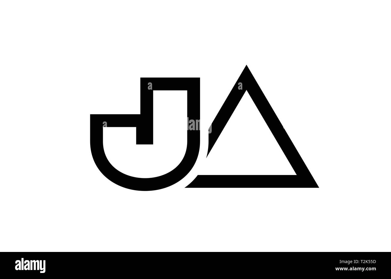 black and white alphabet letter logo combination ja j a design suitable ...