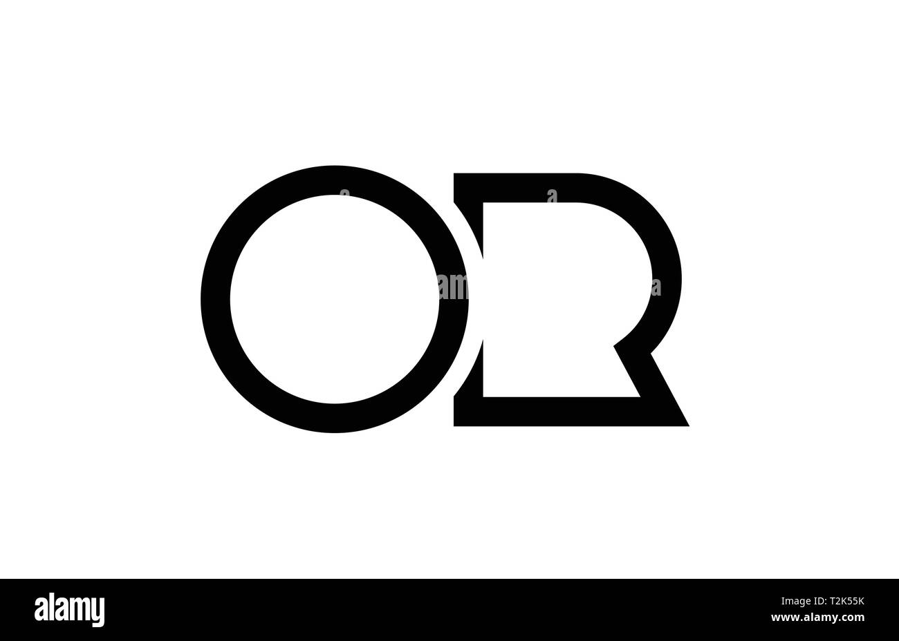 black and white alphabet letter logo combination or o r design suitable ...
