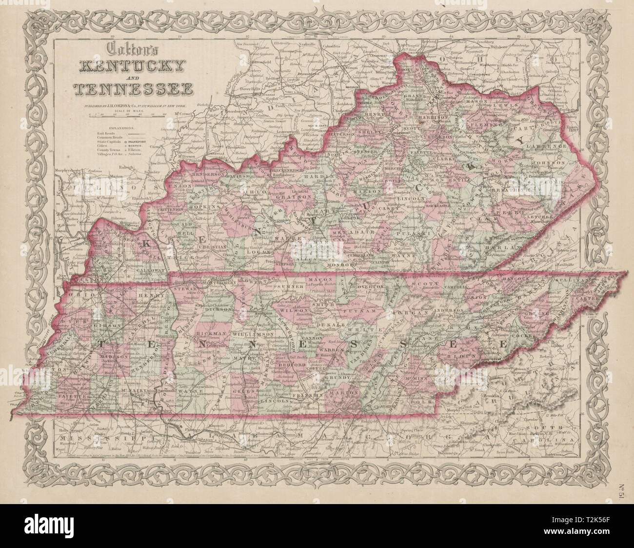 Map of kentucky and tennessee hi-res stock photography and images - Alamy