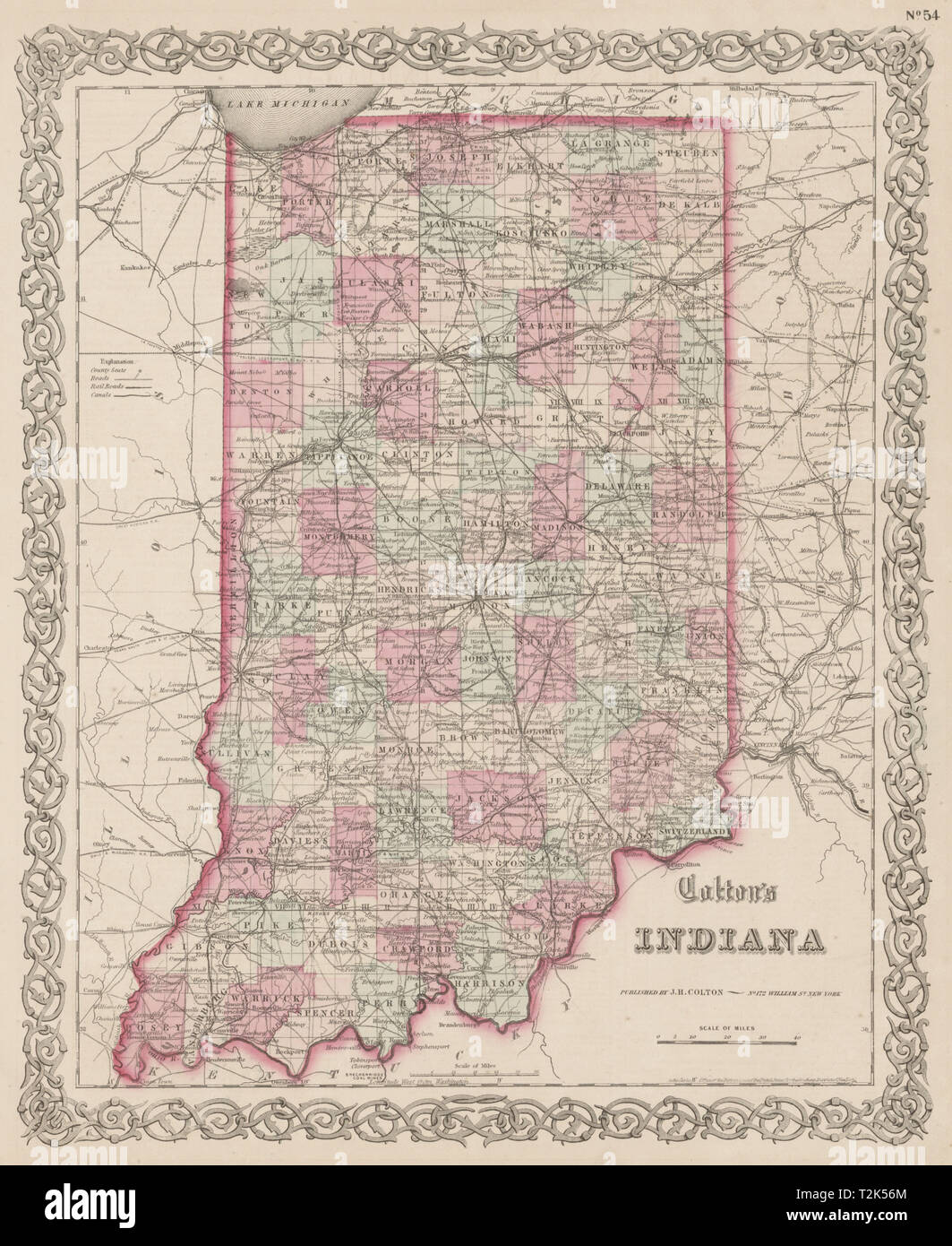 Antique Map Of Indiana High Resolution Stock Photography and Images - Alamy