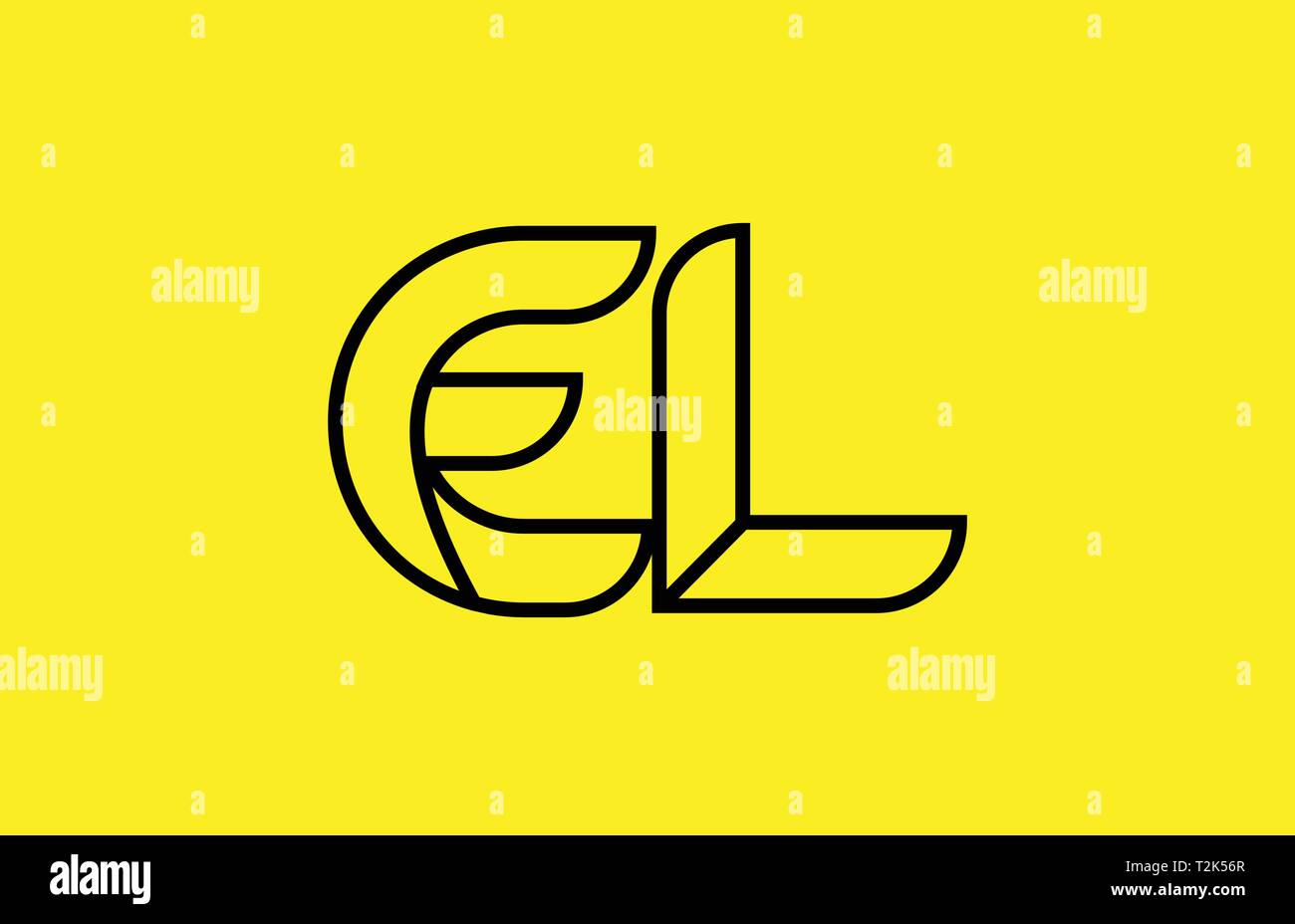 yellow black line alphabet letter EL E L logo combination icon for a ...