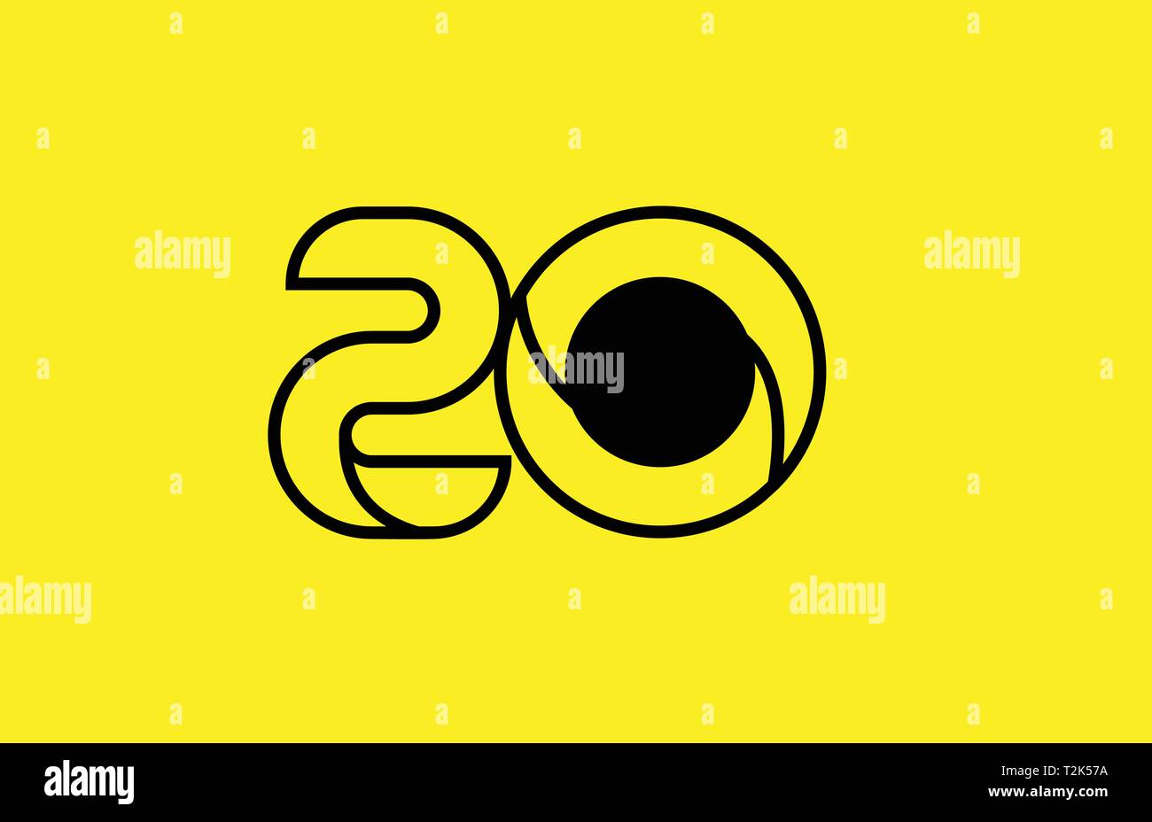 yellow black line number 20 logo icon for a company business or ...