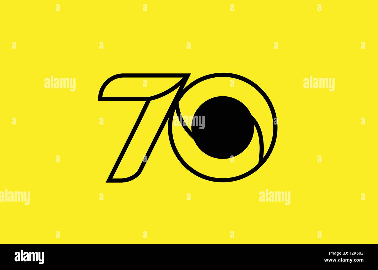 yellow black line number 70 logo icon for a company business or ...