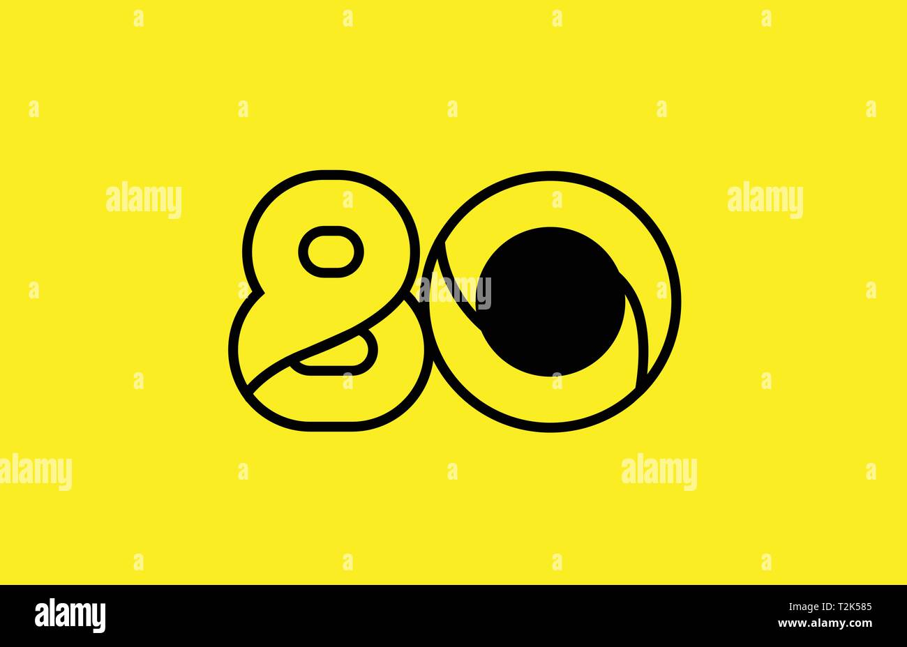 yellow black line number 80 logo icon for a company business or ...