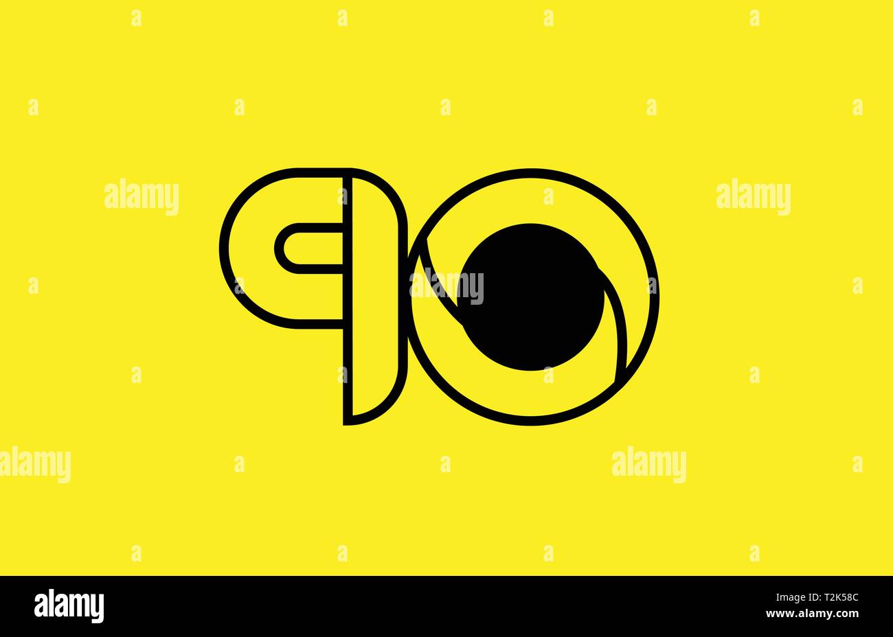 yellow black line number 90 logo icon for a company business or ...