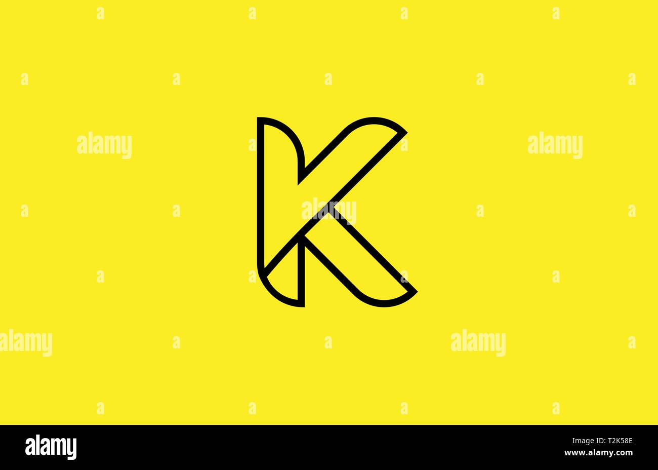 yellow black line alphabet letter K logo icon for a company business or ...
