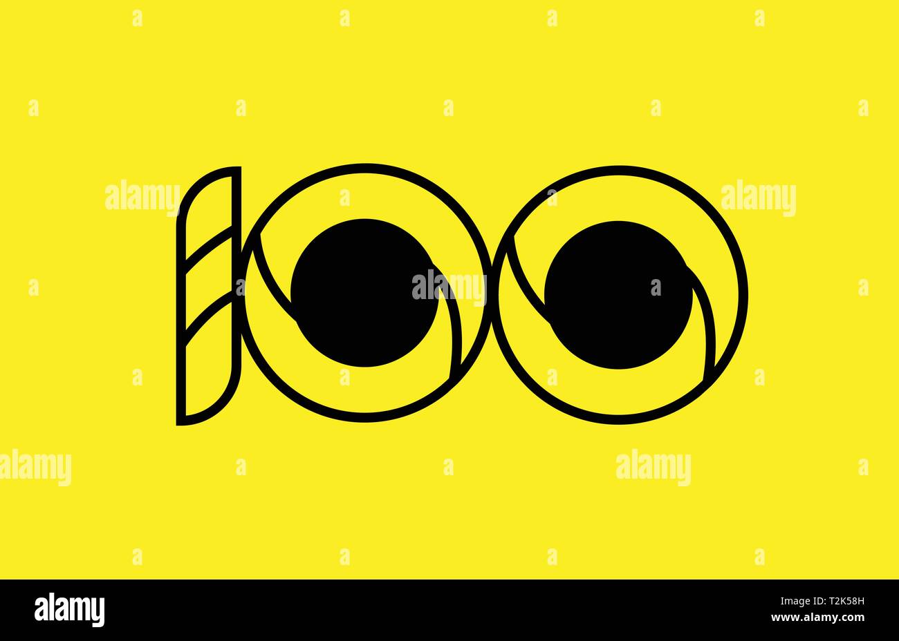 yellow black line number 100 logo icon for a company business or ...