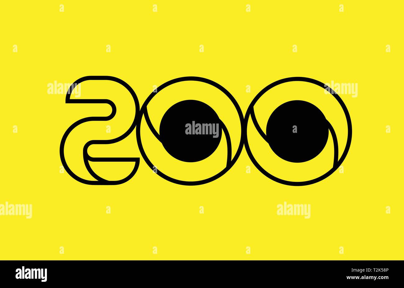 yellow black line number 200 logo icon for a company business or ...