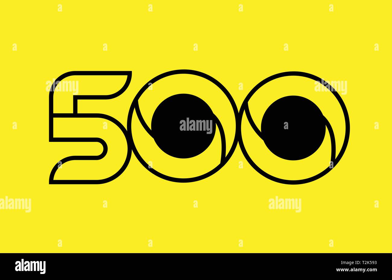 yellow black line number 500 logo icon for a company business or ...