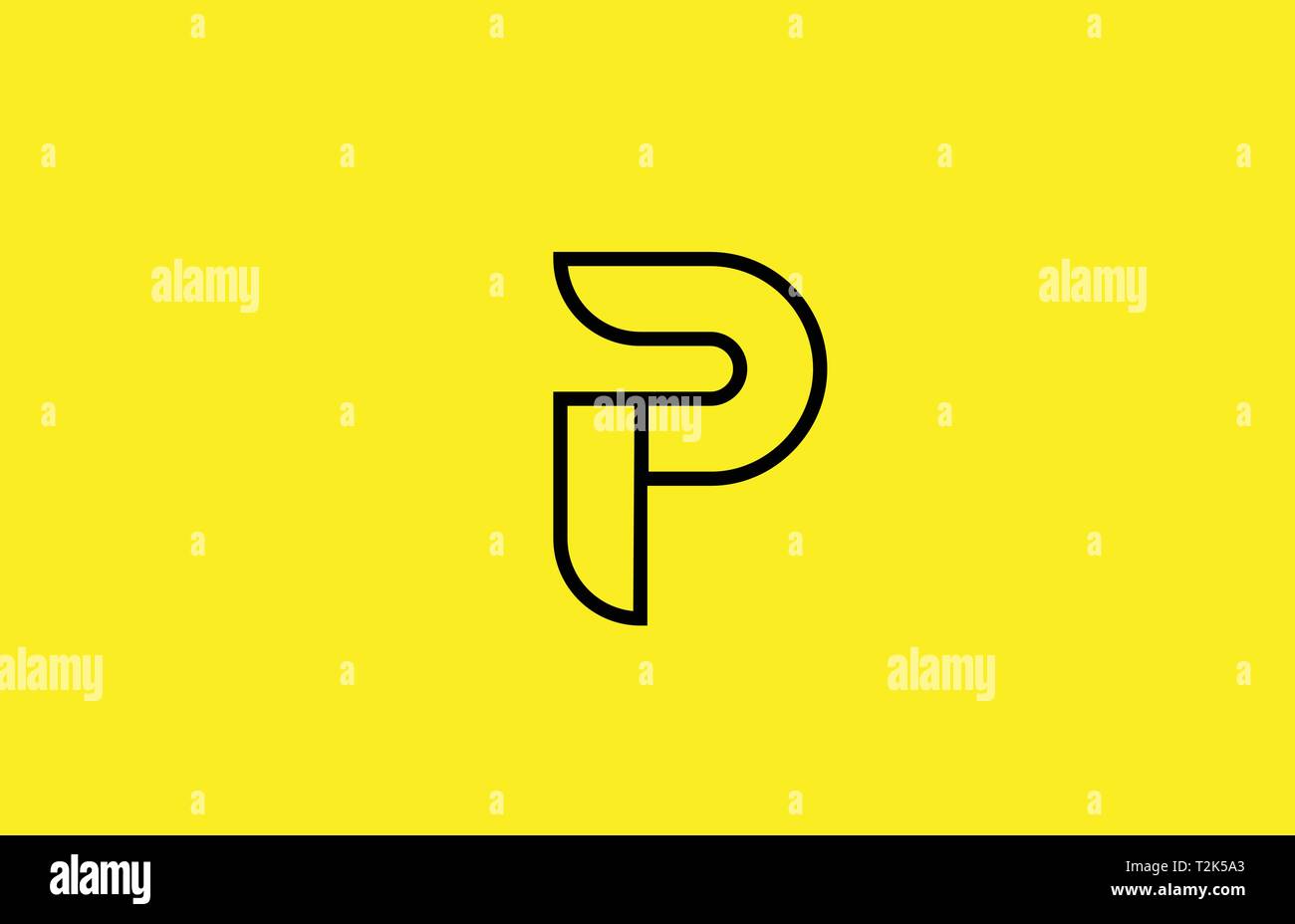 yellow black line alphabet letter P logo icon for a company business or ...