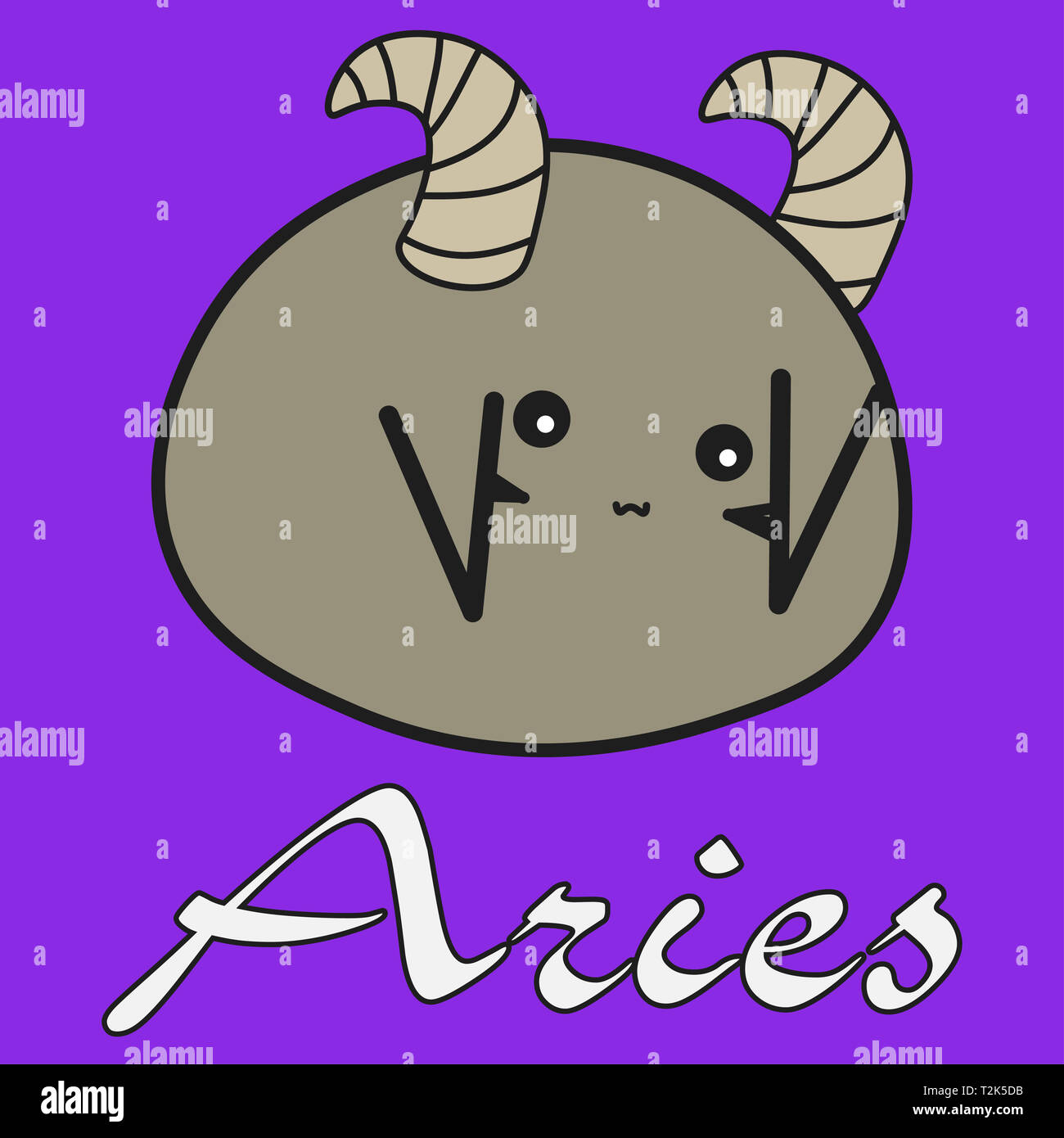 Bunny zodiac sign Aries in a cartoon style. illustration on color ...