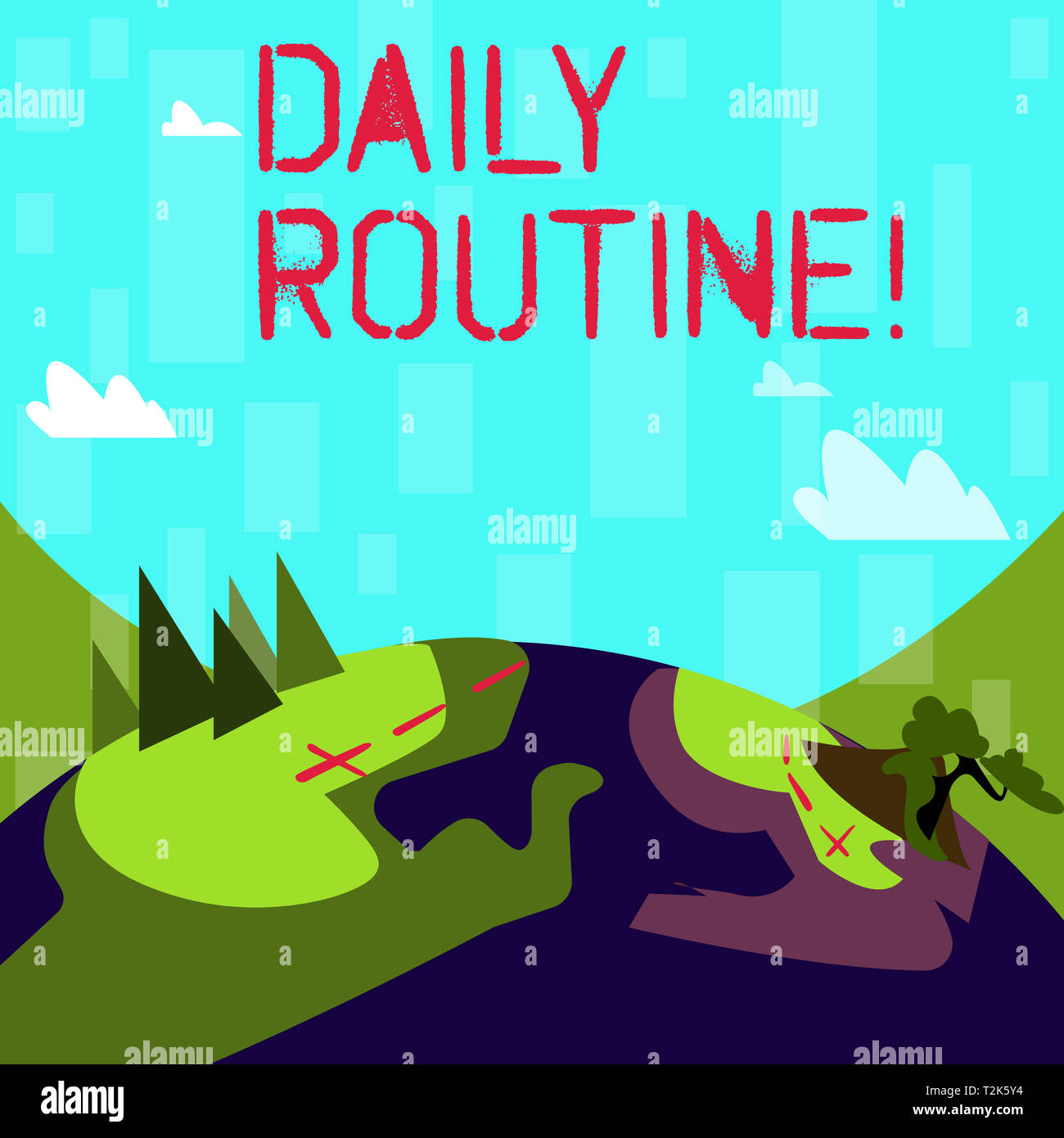 Writing note showing Daily Routine. Business concept for customary or ...