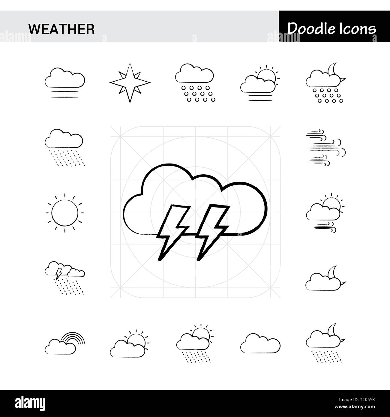 Weather icons hand drawn rain sun hi-res stock photography and images ...