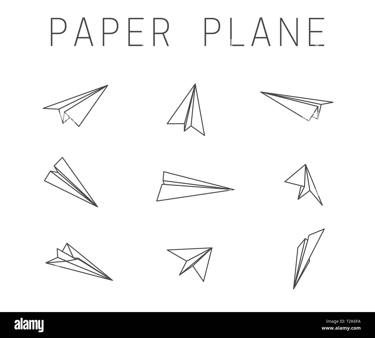 Line paper planes on white background. Contour drawings of origami ...