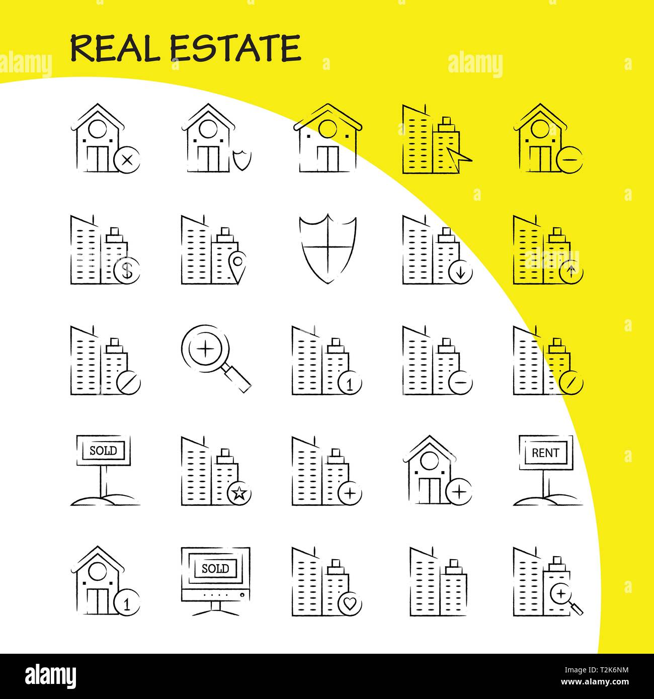 Real Estate Hand Drawn Icon Pack For Designers And Developers. Icons Of ...