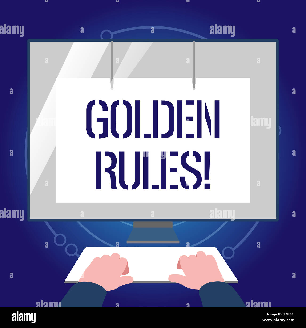 Writing note showing Golden Rules. Business concept for principle ...