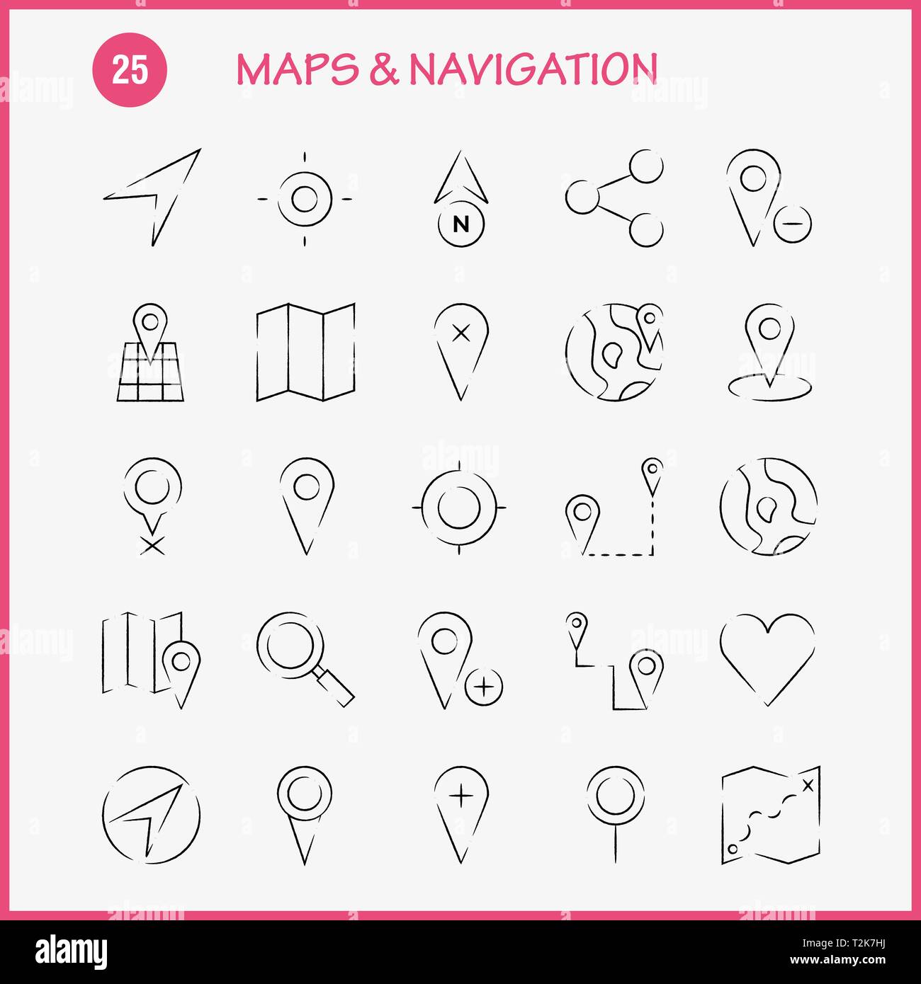 Maps And Navigation Hand Drawn Icon Pack For Designers And Developers Icons Of Gps Delete Map