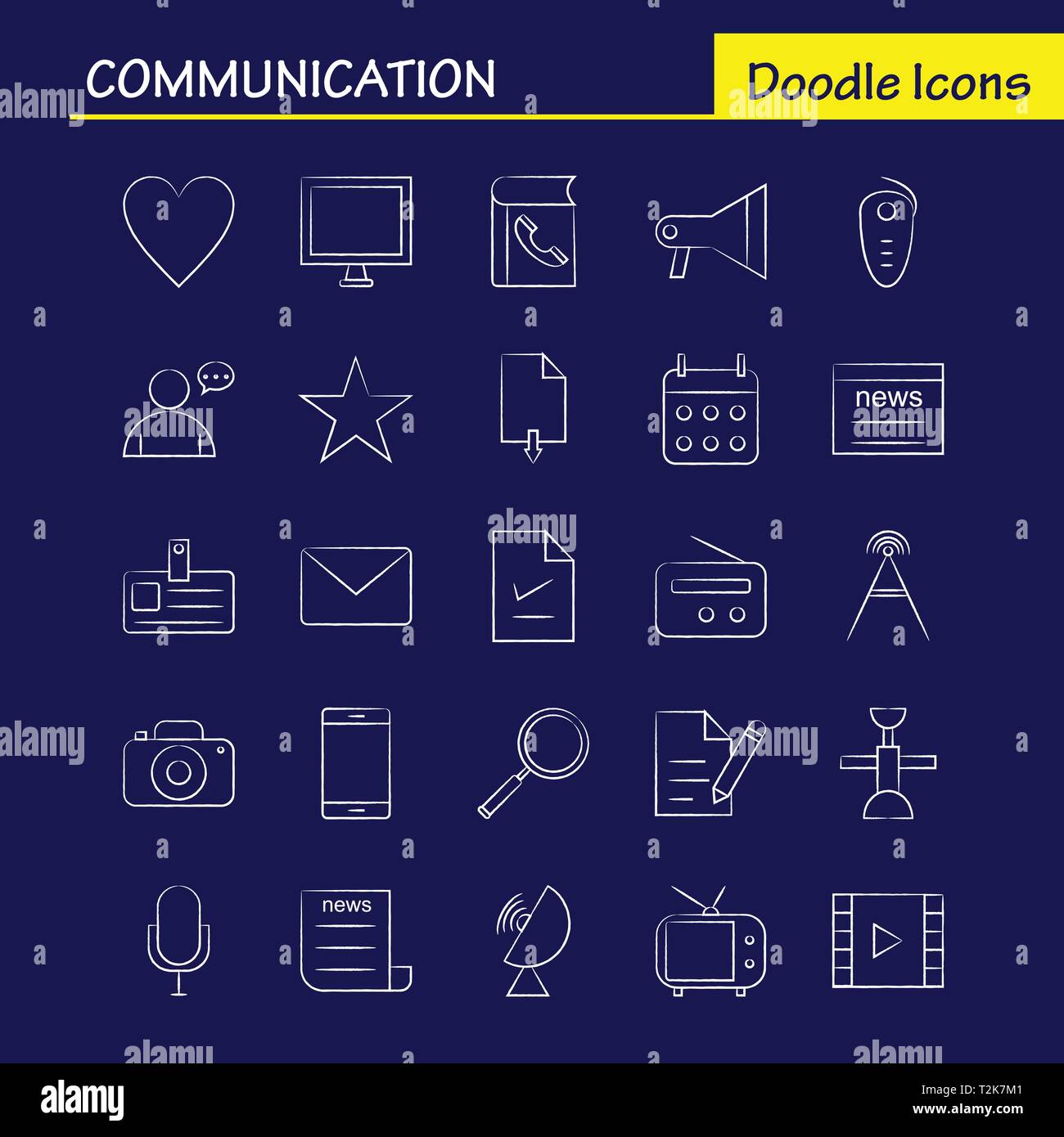 Communication Hand Drawn Icons Set For Infographics, Mobile UX/UI Kit ...