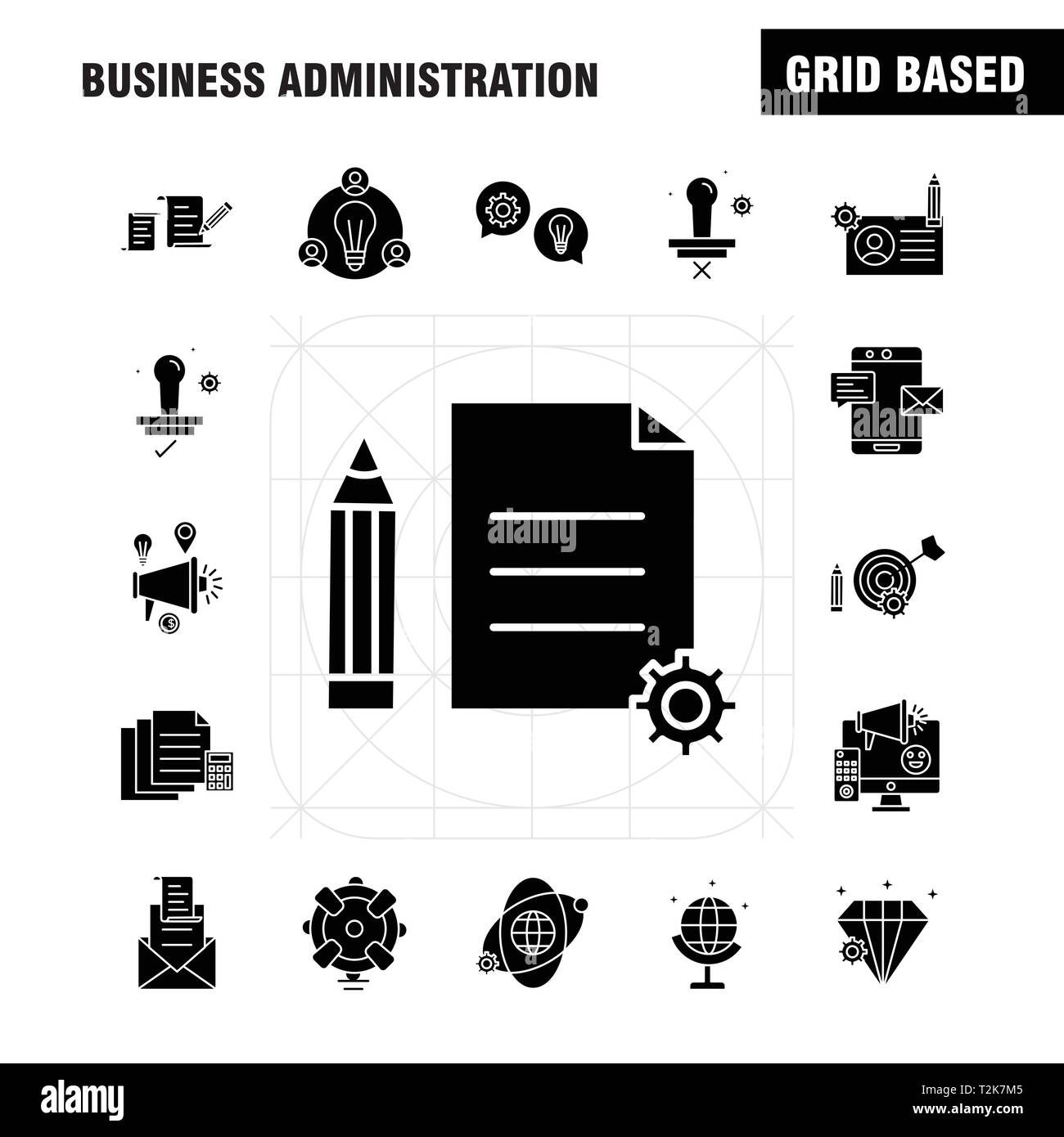 Business Administration Solid Glyph Icons Set For Infographics, Mobile ...